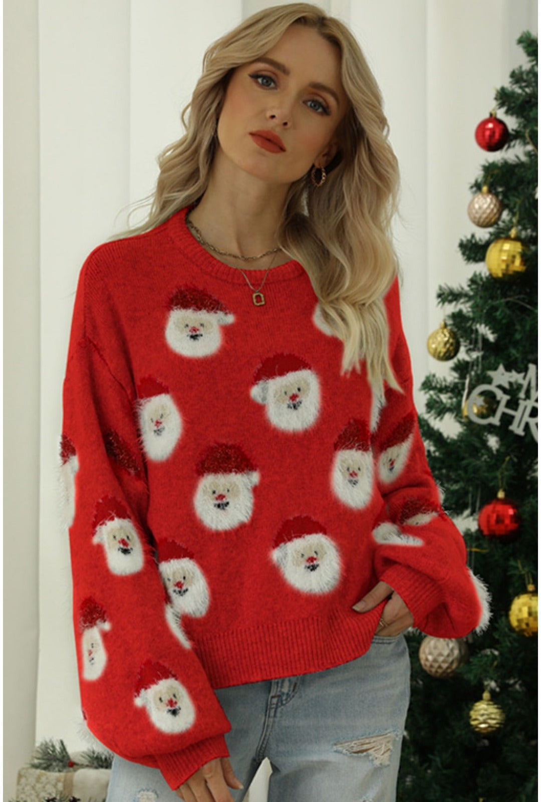 Red All-Over Santa Claus Sweater Perth | Hurly-Burly