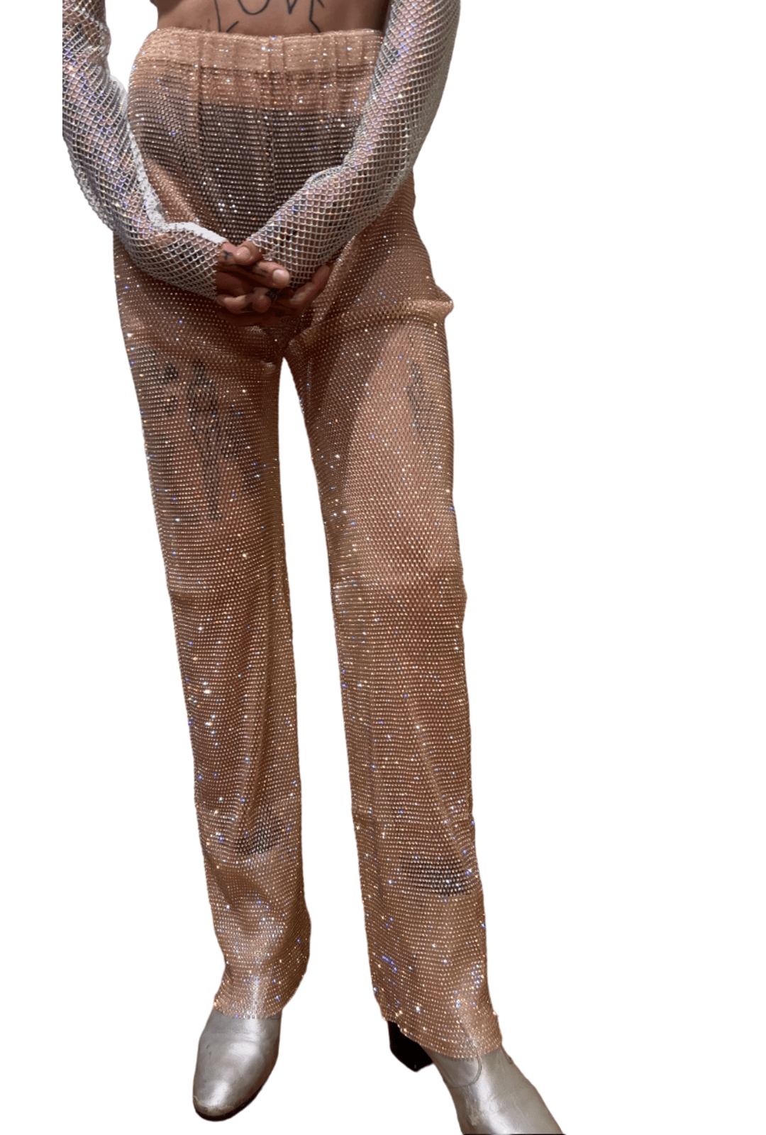 Cream Crystal Mesh Pants Perth | Hurly-Burly