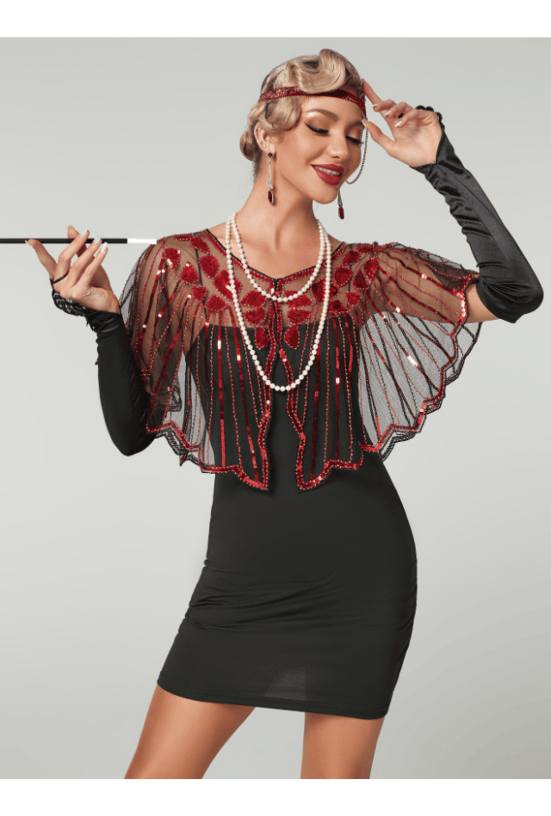 Red Sequin and Mesh Flapper Shawl Perth | Hurly-Burly