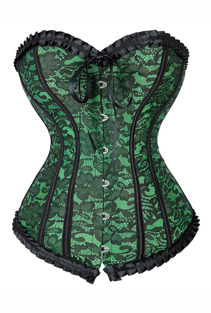 Emerald Green Lace Overlay Overbust Corset Perth | Hurly-Burly