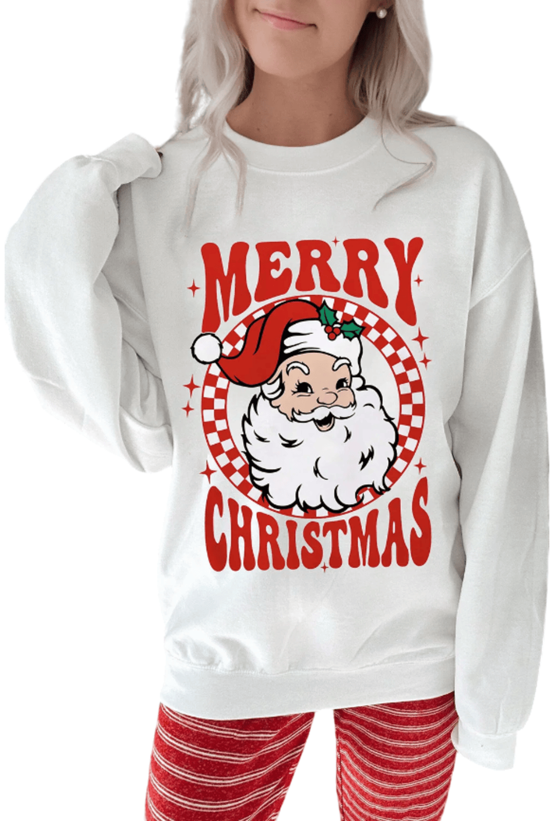 White Merry Christmas Santa Sweatshirt | Hurly-Burly Perth Australia