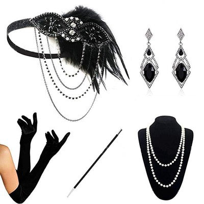 Elegant Black 1920's Flapper Accessory Kit Perth | Hurly Burly - Hurly ...