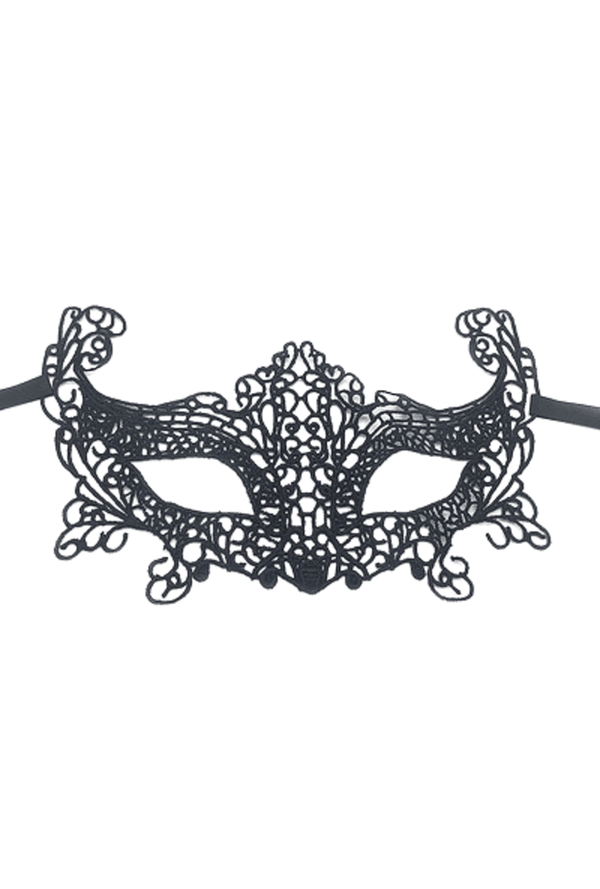 Wide Black Lace Masquerade Mask Perth | Hurly-Burly