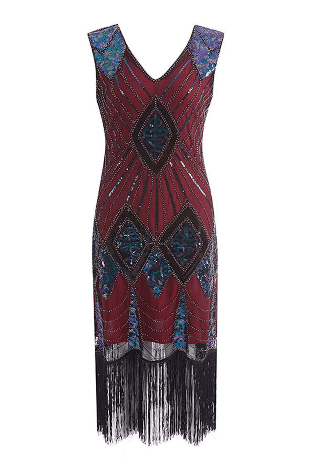 1920's Flapper Red & Iridescent Blue Dress Perth | Hurly-Burly