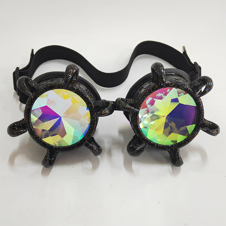 Black Kaleidoscope Goggles with Curved Spikes – Hurly-Burly