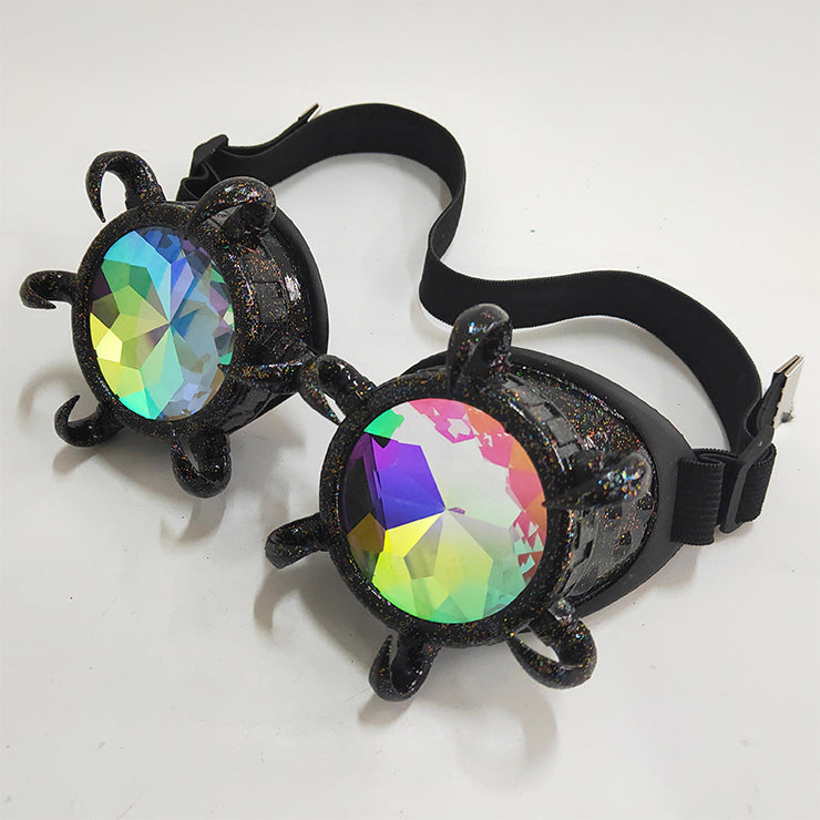 Black Kaleidoscope Goggles with Curved Spikes – Hurly-Burly
